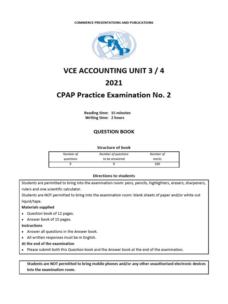 2021 CPAP Accounting Unit 3 4 Exam 2 Question Book | PDF | Debits And Credits | Depreciation