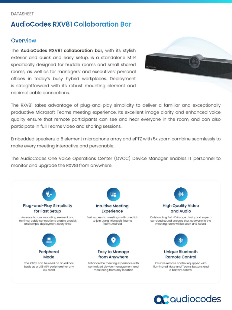 rxv81 Standalone Microsoft Teams Rooms On Android Datasheet | PDF | Usb ...