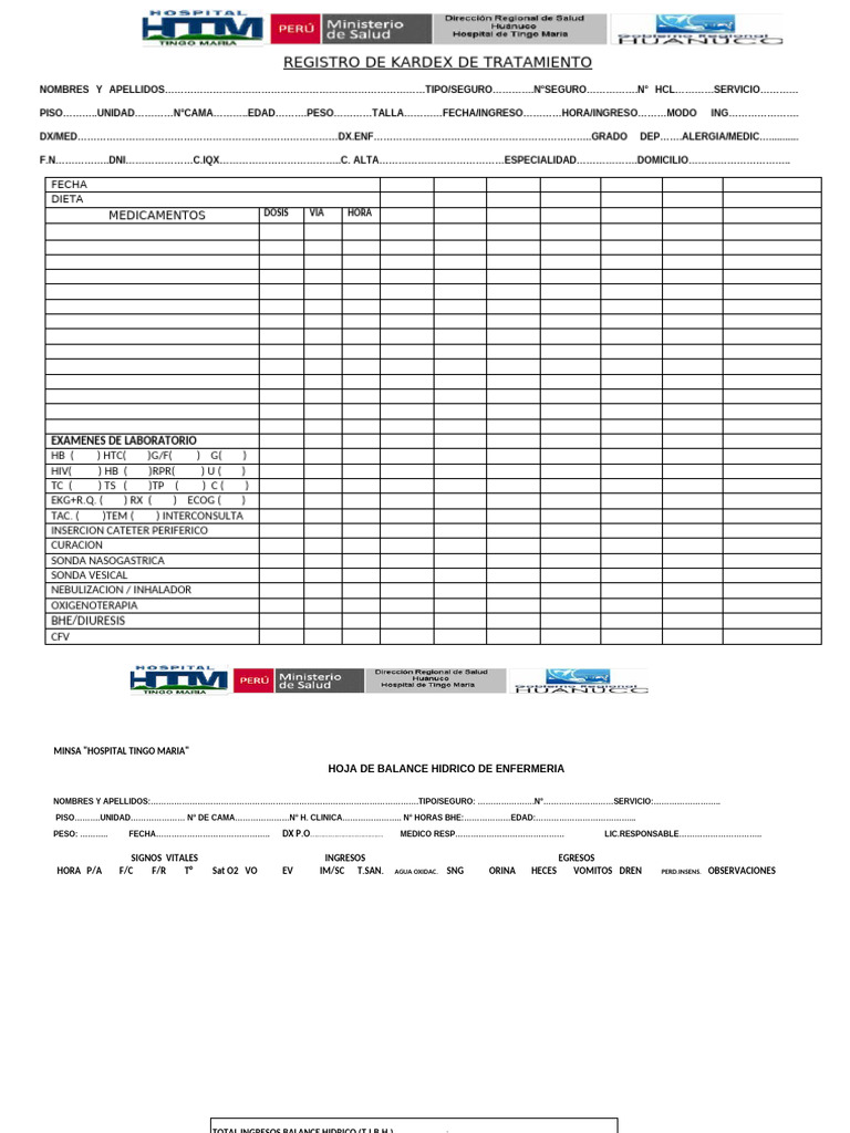 Kardex y Balance, Funciones Vitales | PDF | Medicina CLINICA ...