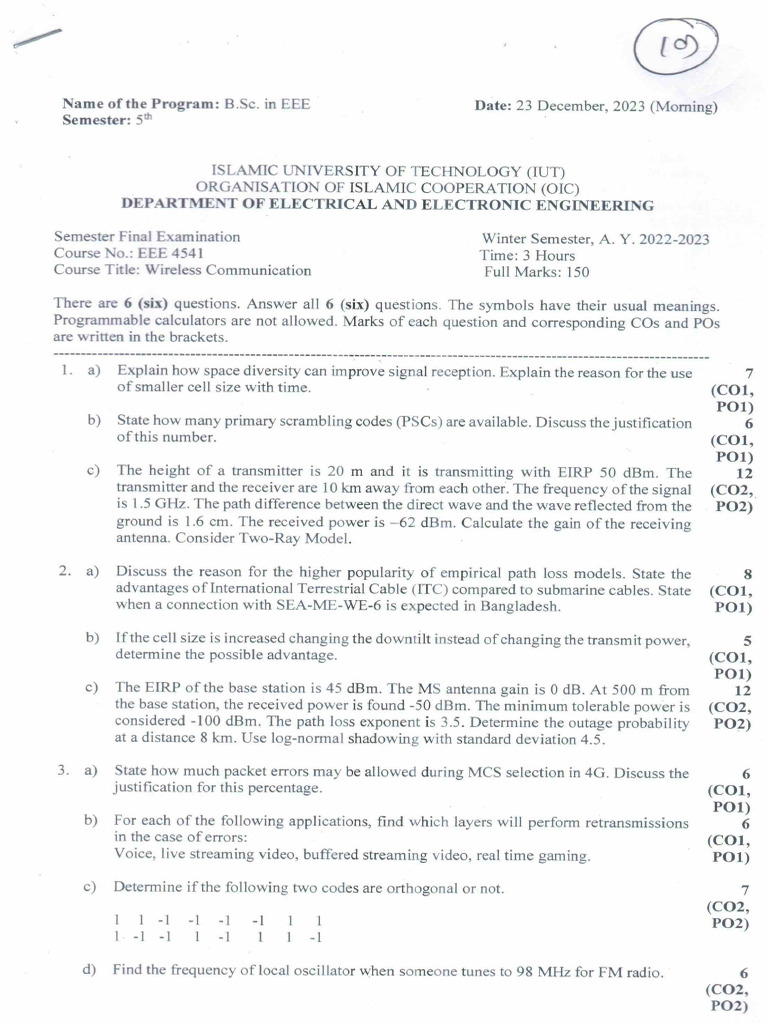 EEE 4541 Wireless Communication | PDF | Transmission Control Protocol ...