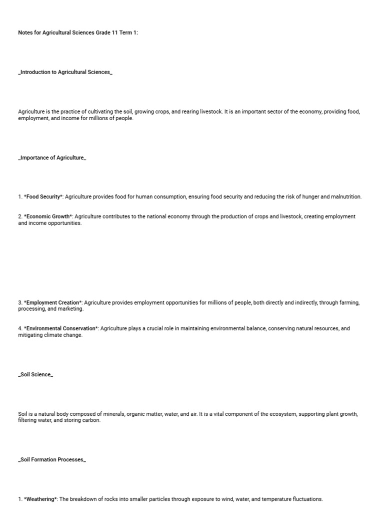 Agricultural Sciences Grade 11 Overview | PDF | Agriculture | Soil