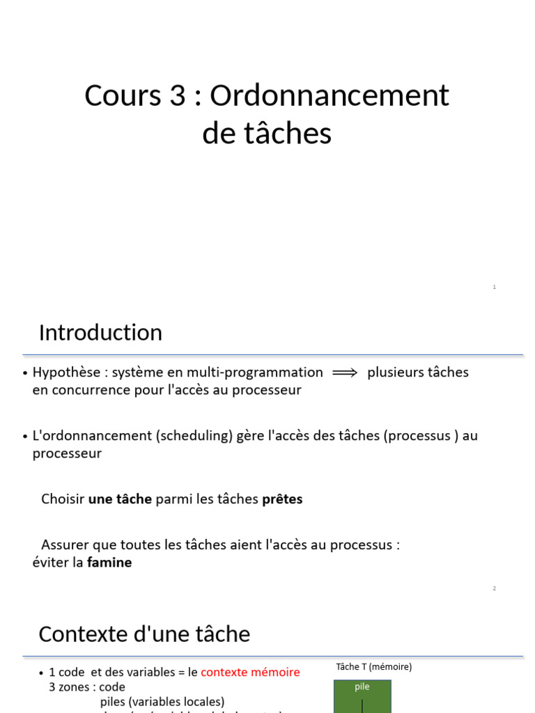 Ordonnancement des Tâches en Systèmes Multiprogrammés | PDF | Entrée ...