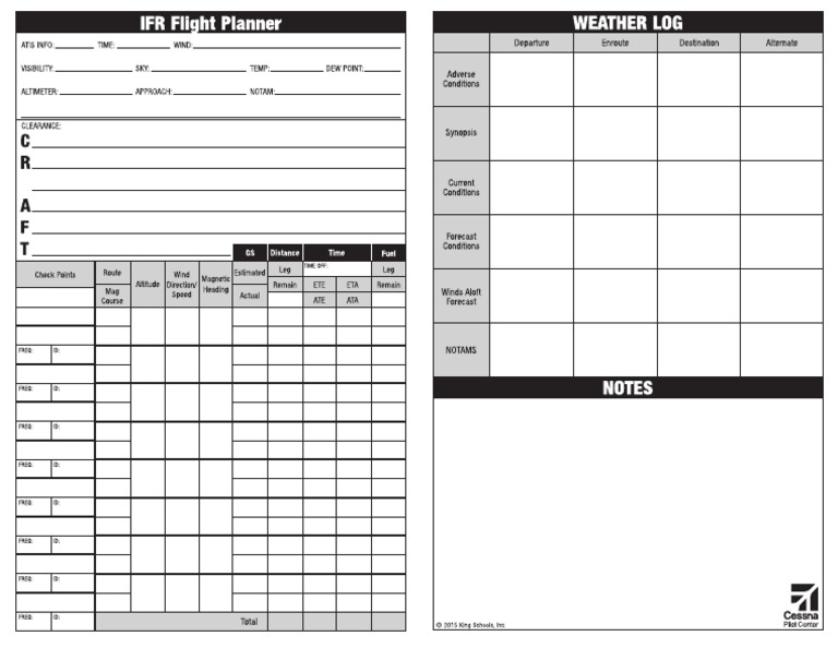 Navigation Log Form IFR | PDF