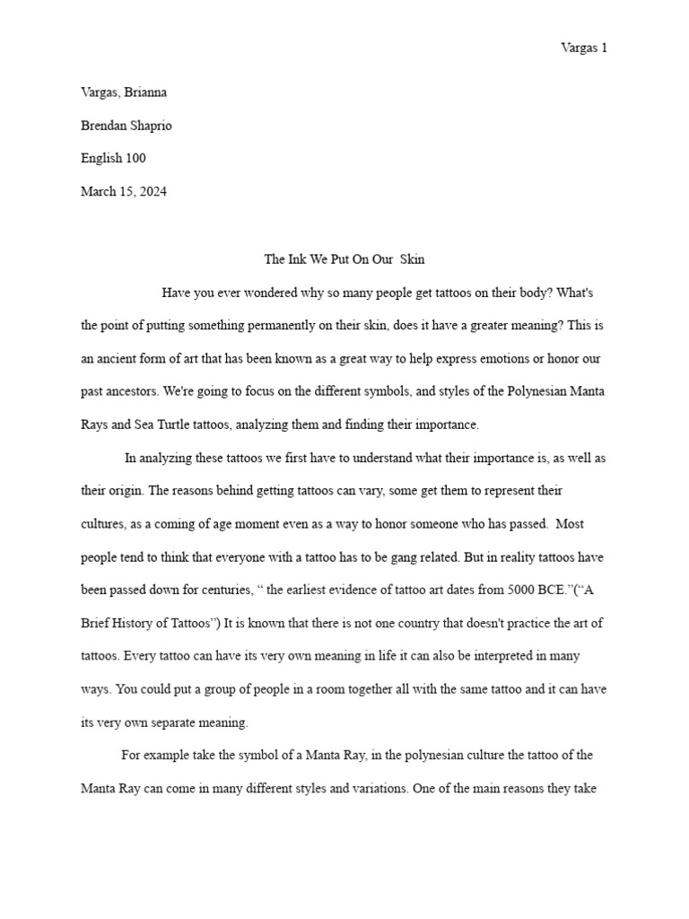 The Ink We Put On Our Skin | PDF | Tattoo | Polynesia