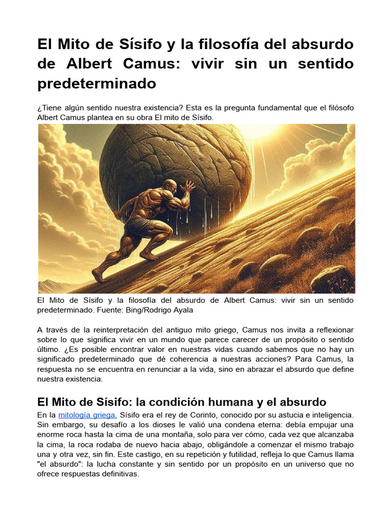 El Mito de Sísifo y La Filosofía Del Absurdo de Albert Camus - Vivir Sin Un Sentido ...