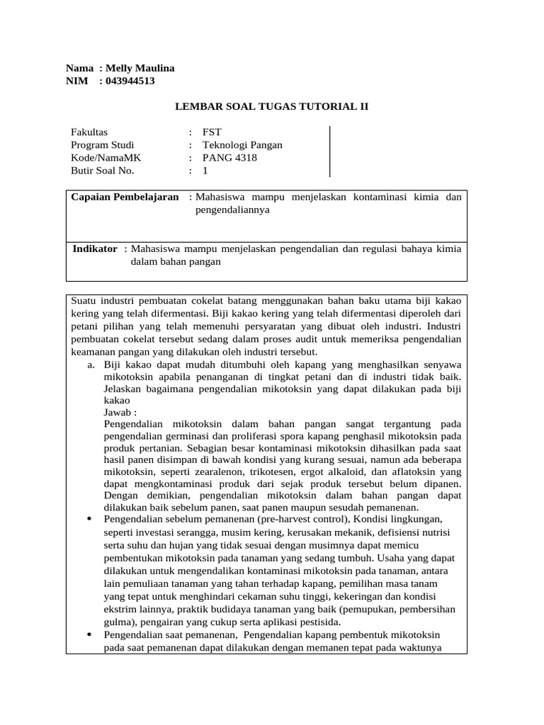 Tugas 2 Pang4318 Melly Maulina - 043944513 | PDF