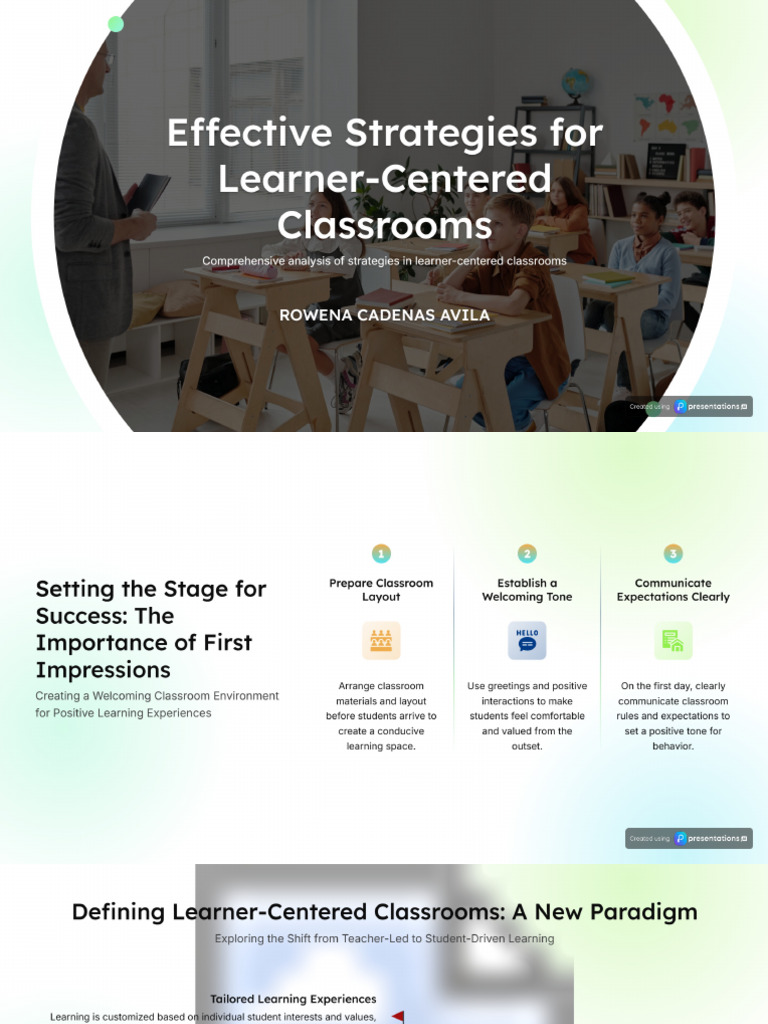 Organization and Management of Learner Centered Classrooms | PDF