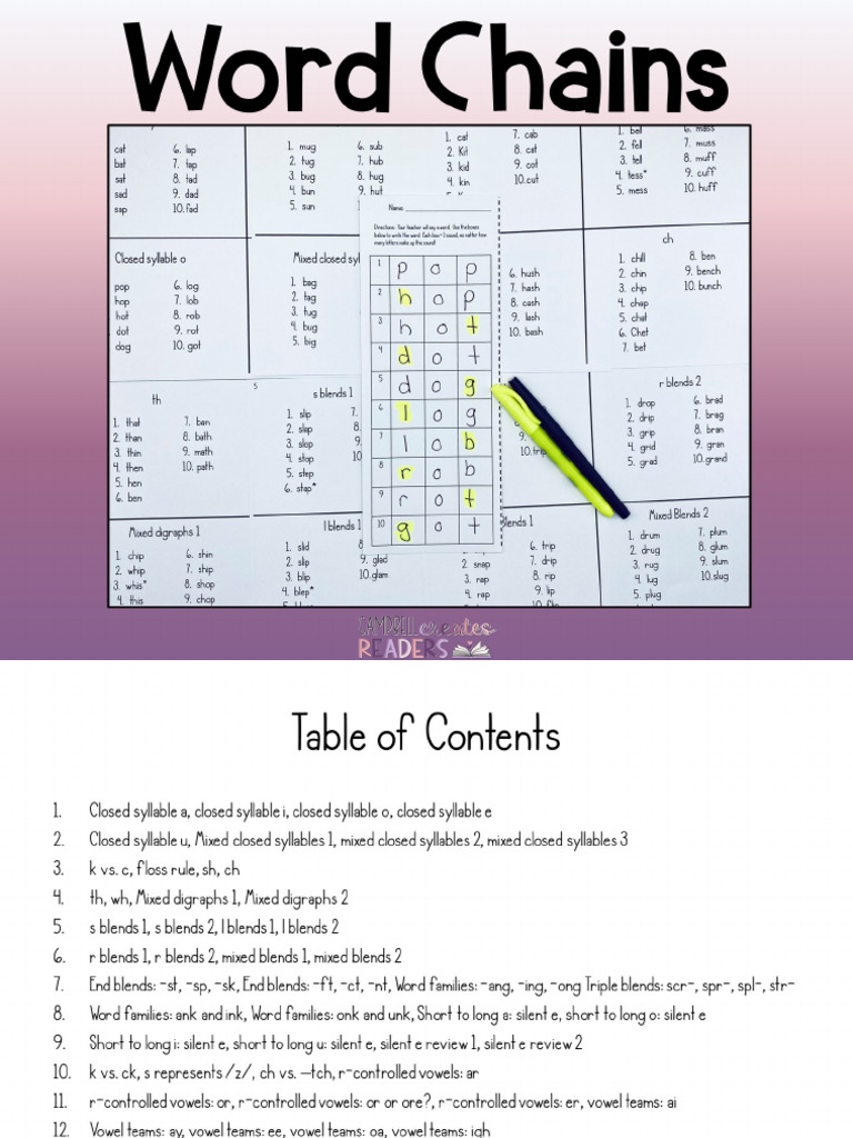 Word Chaining Lists | PDF