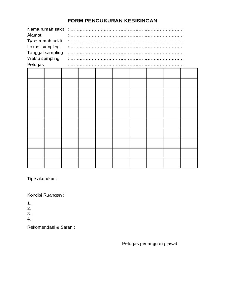 Form Pengukuran Kebisingan | PDF