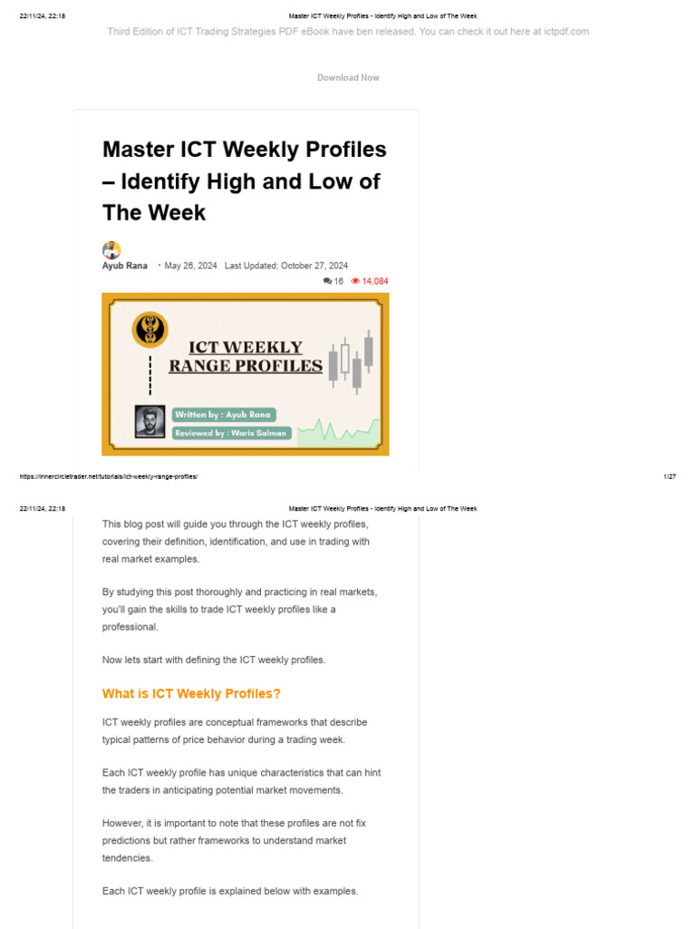 Mastering ICT Weekly Profiles Guide | PDF | Market Trend | Money