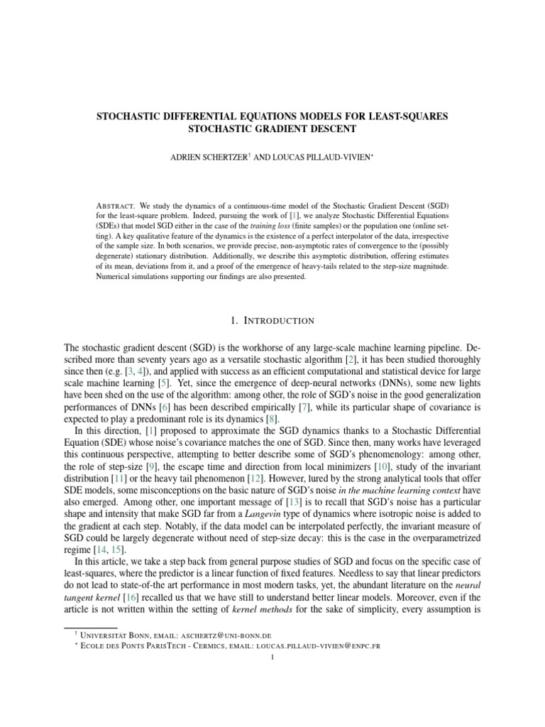 SDE For SGD | PDF | Stochastic Differential Equation | Least Squares