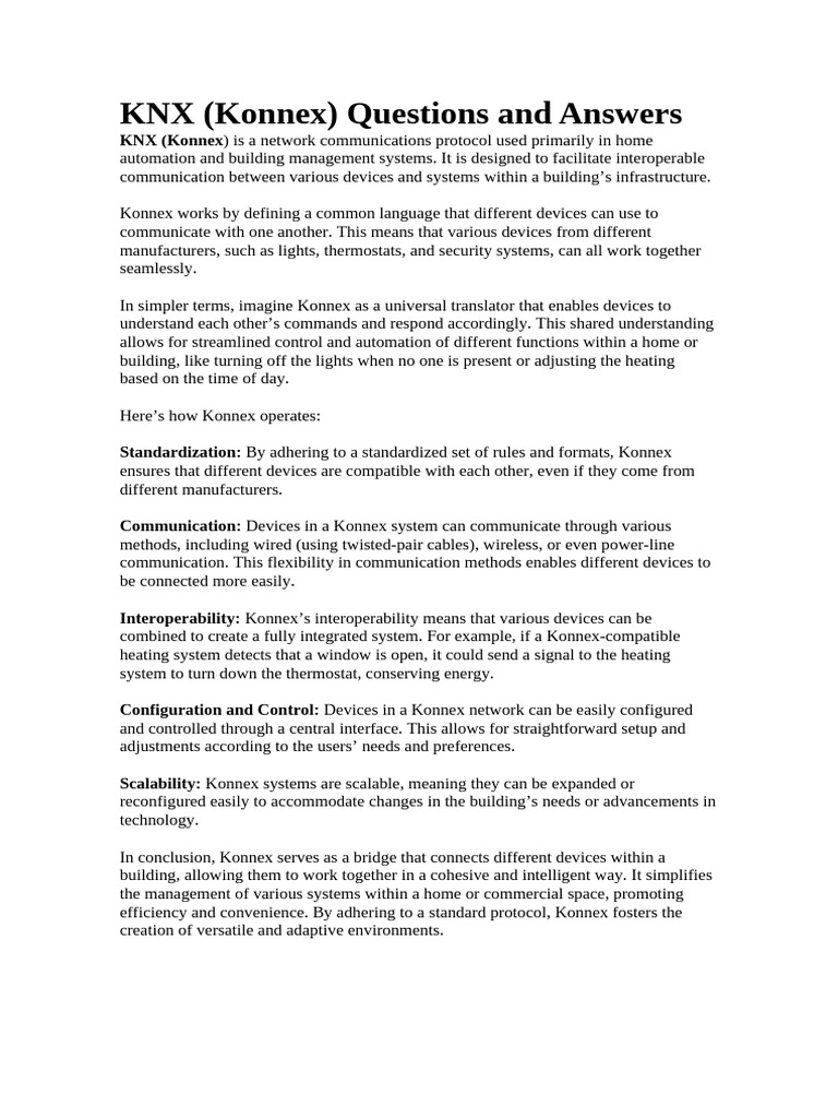 KNX Protocol: Home Automation Q&A | PDF | Computer Network | Efficient ...