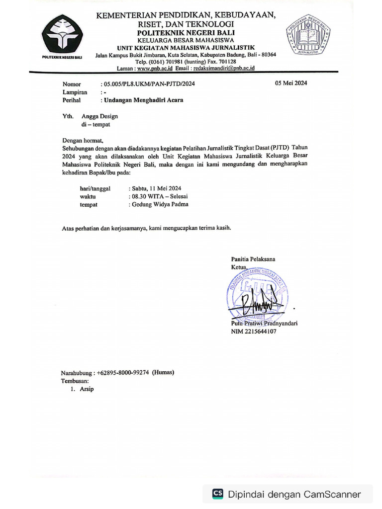 005 - Surat Undangan Menghadiri Acara | PDF