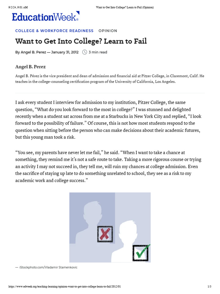 12 Want To Get Into College Learn To Fail Opinion 3 | PDF | Copyright