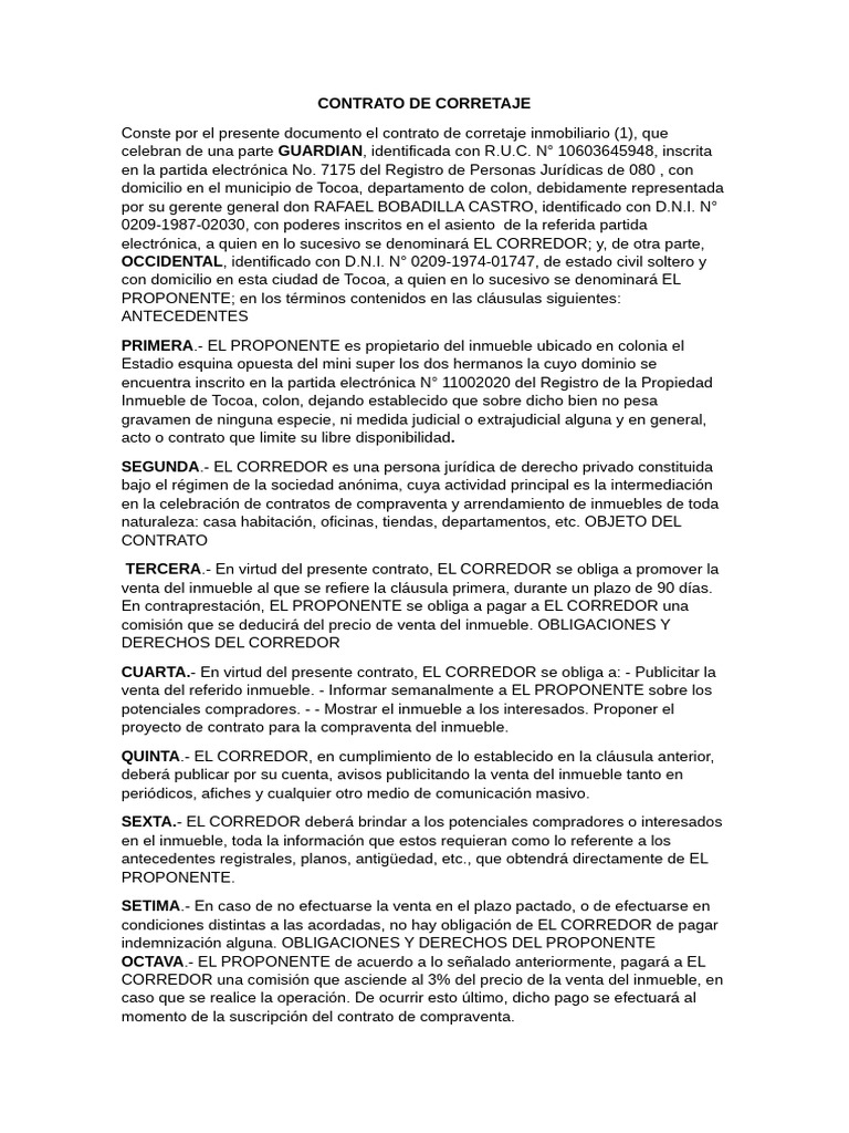 Contrato de Corretaje | PDF | Arbitraje | Justicia