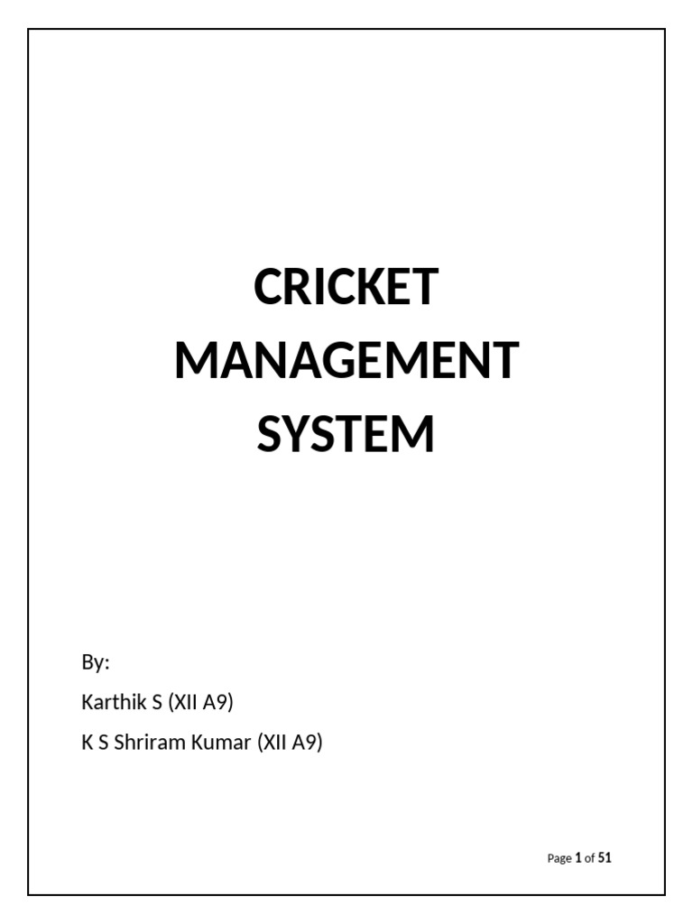 Cricket Management System Final - Project Report | PDF | Databases ...