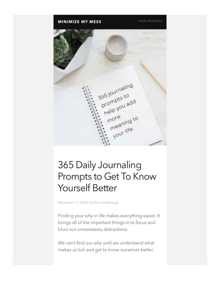 365 Daily Journaling Prompts To Get To Know Yourself Better | PDF ...