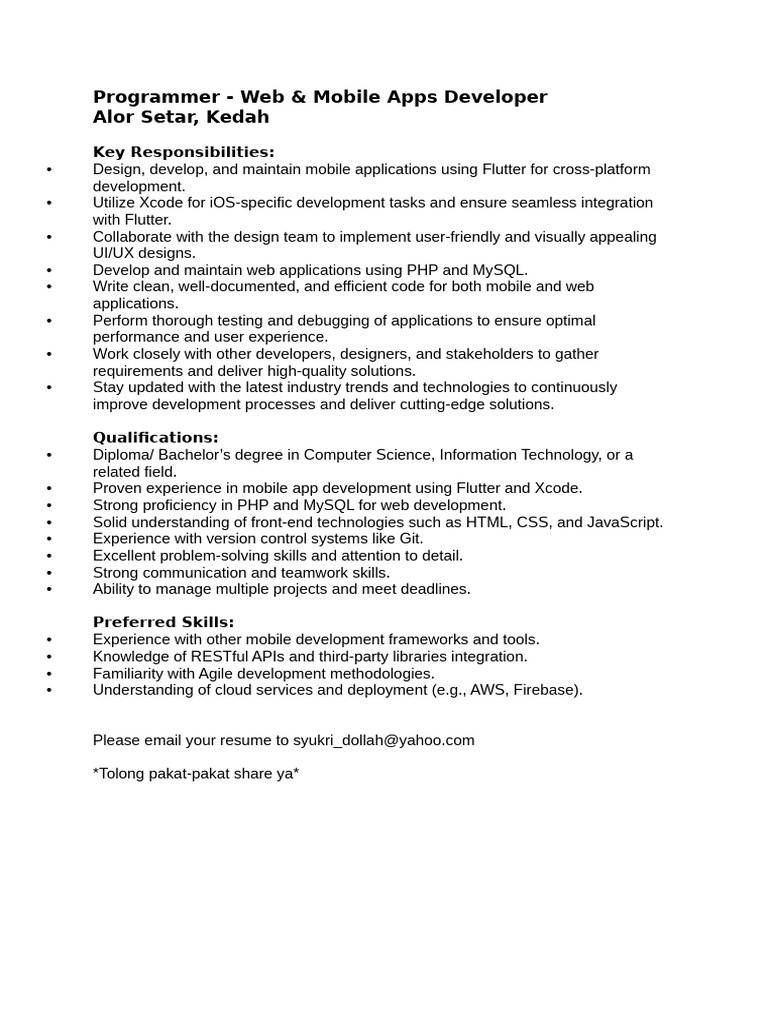 Programmer - Web & Mobile Apps Developer | PDF | Computers