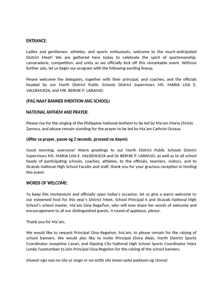 District Meeting Script Final | PDF | Sports & Recreation | Lifestyle