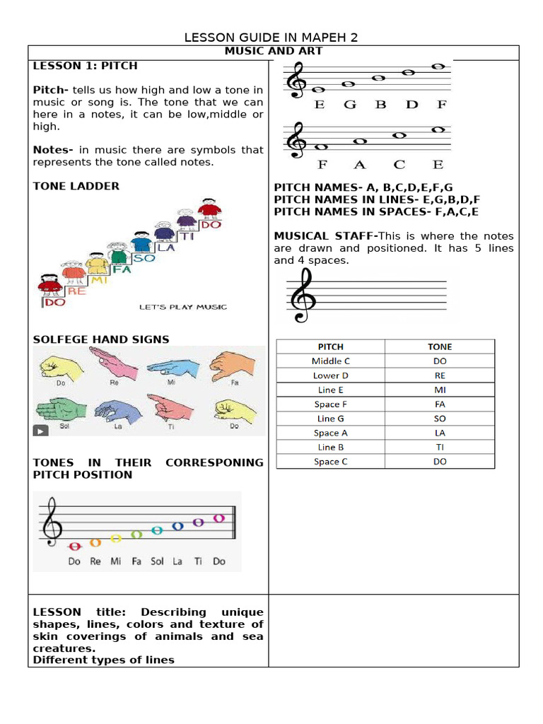 Lesson Guide in Mapeh 2 | PDF