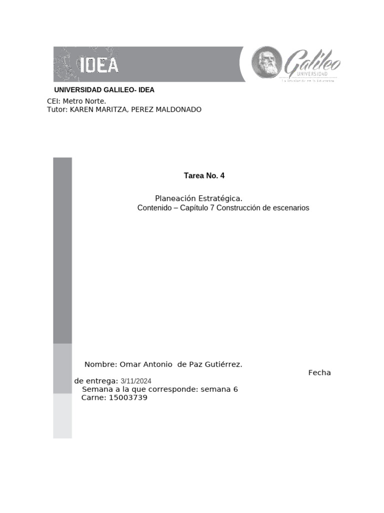Tarea 4 Final | PDF | Planificación | Planificación estratégica