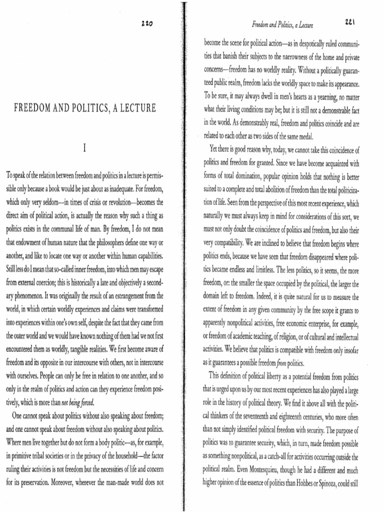 Arendt, Freedom and Politics | PDF