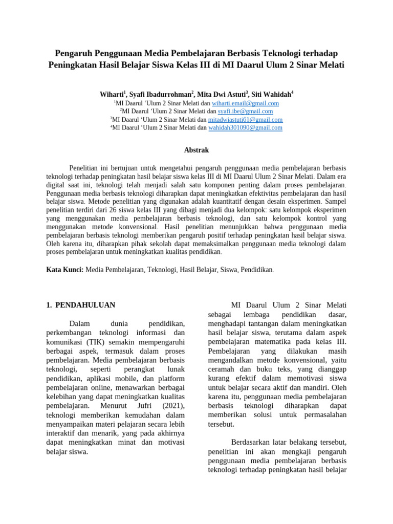 Pengaruh Penggunaan Media Pembelajaran Berbasis Teknologi Terhadap Peningkatan Hasil Belajar ...