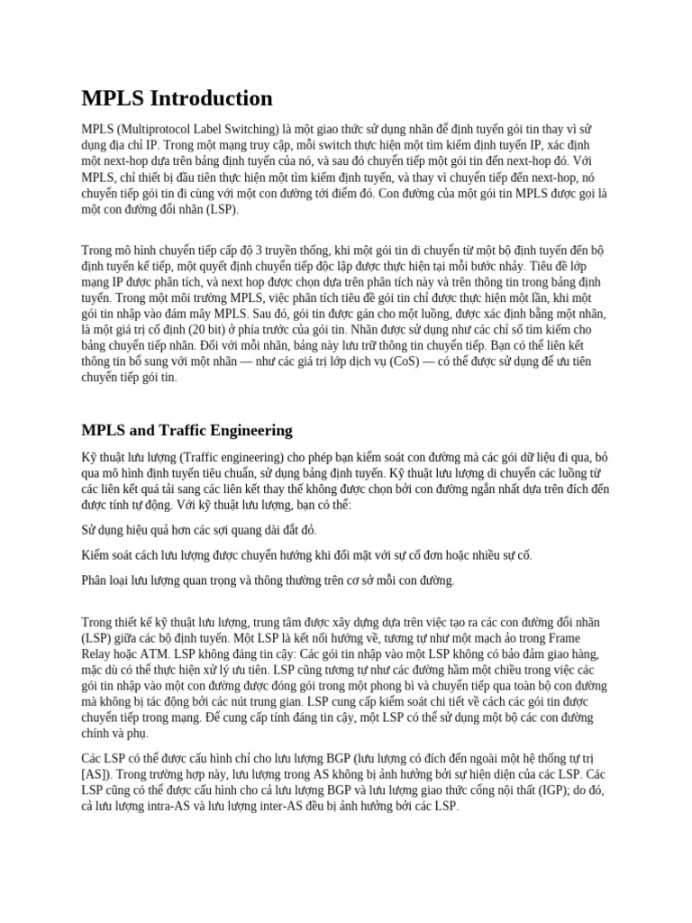 MPLS Introduction | PDF