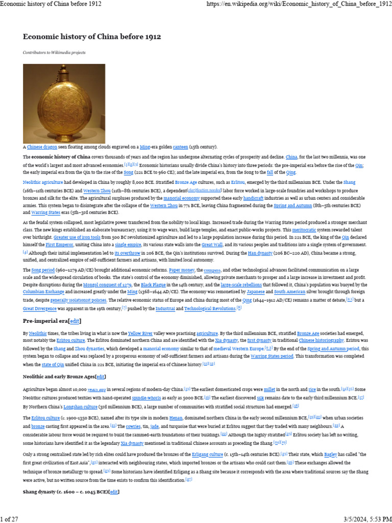 Economic History of Ancient China | PDF | Han Dynasty | History Of China