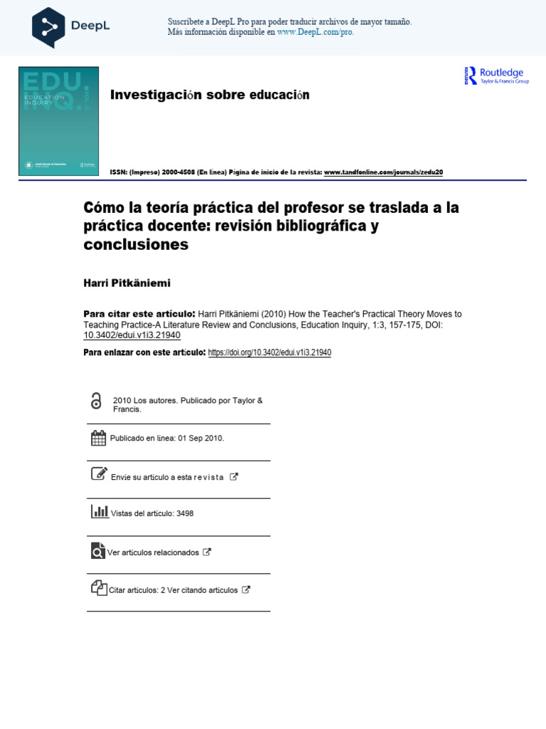 How The Teacher S Practical Theory Moves To Teaching Practice A Literature Review and ...