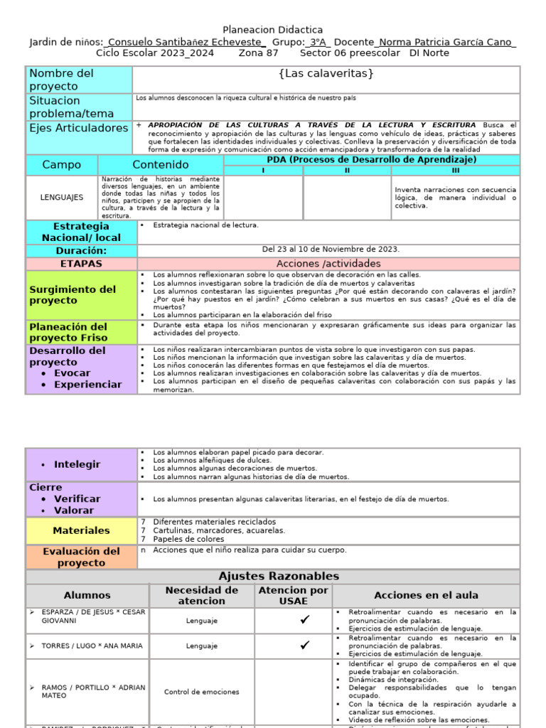 3a - Las Calaveritas - Paty | PDF | Educación de la primera infancia