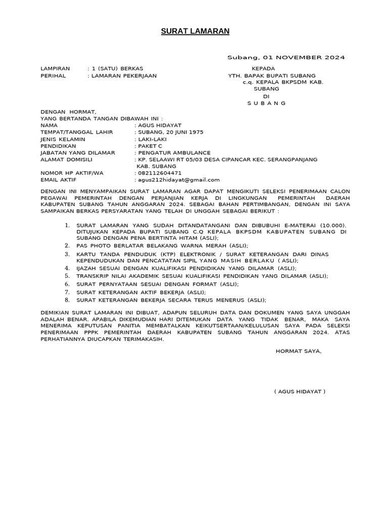 Format Suket P3K 2024 | PDF