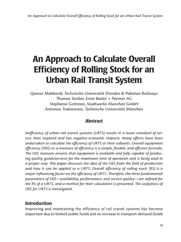 Urban Rail Transit Efficiency Calculation | PDF | Parameter (Computer ...
