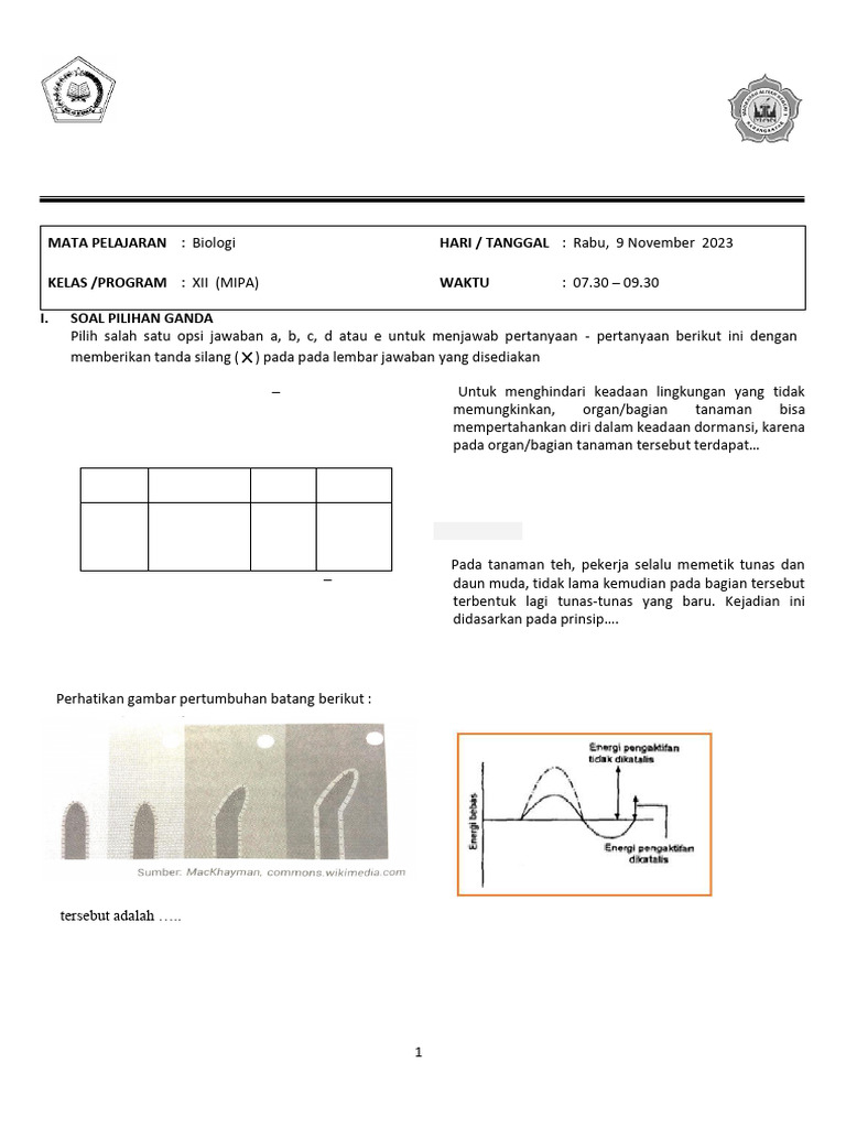 Soal Pas Bio Xii Ganjil 2023 | PDF | Sains & Matematika