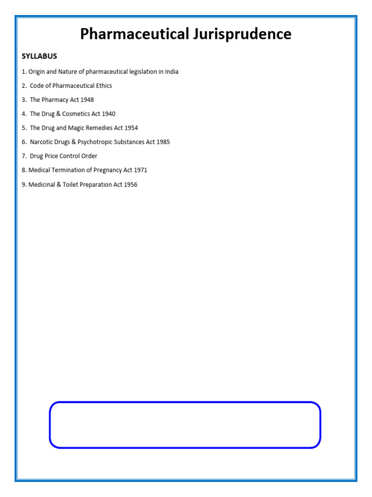 Pharmaceutical Jurisprudence 1 | PDF | Pharmacy | Pharmacist