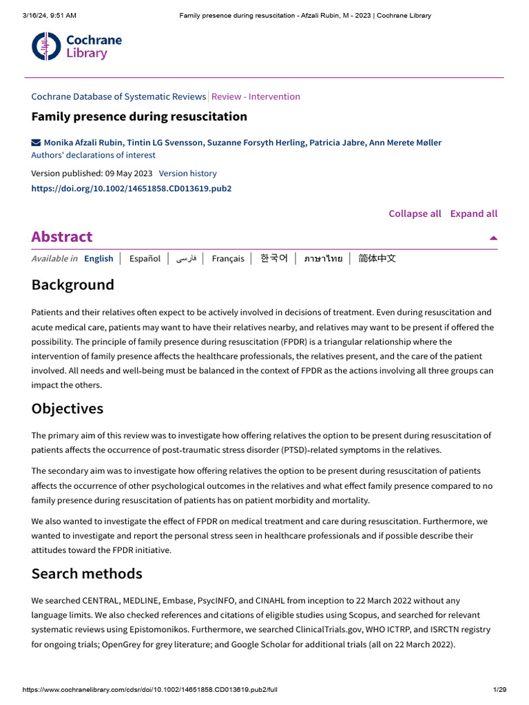 NURSES PFDR Family Presence During Resuscitation - Afzali Rubin, M ...