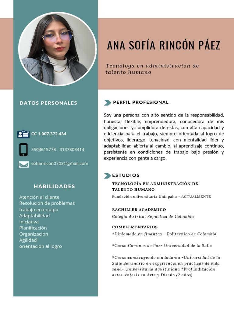 Hoja de Vida Sofía | PDF