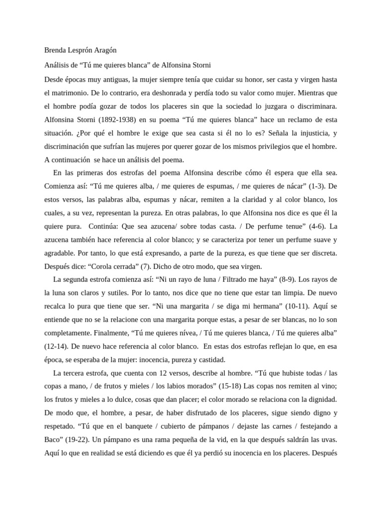 Análisis de "Tú me quieres blanca" | PDF | Religión y espiritualidad ...