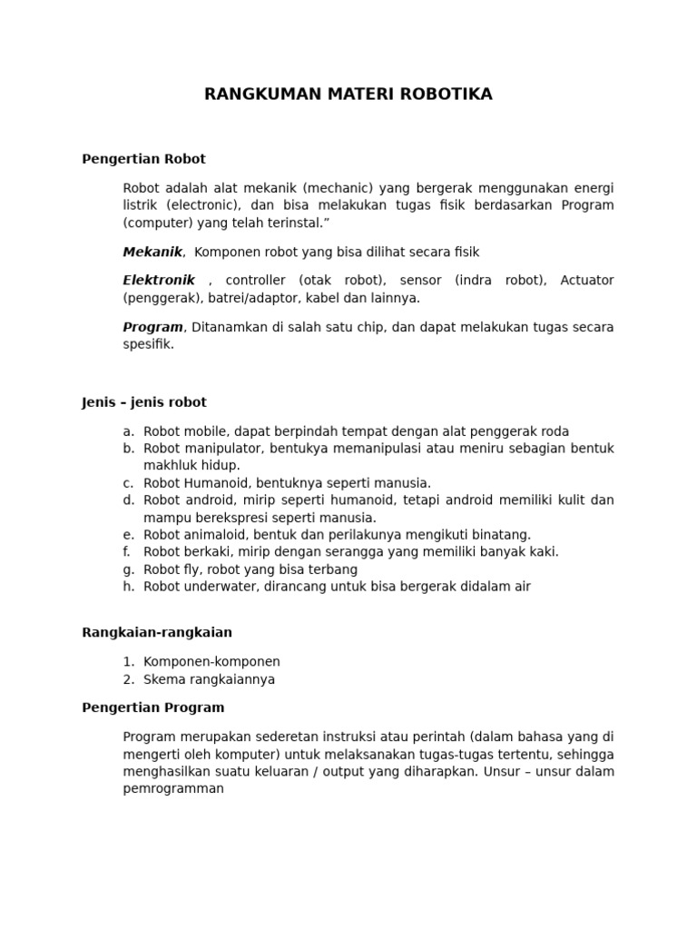 Rangkuman Materi Robotika | PDF
