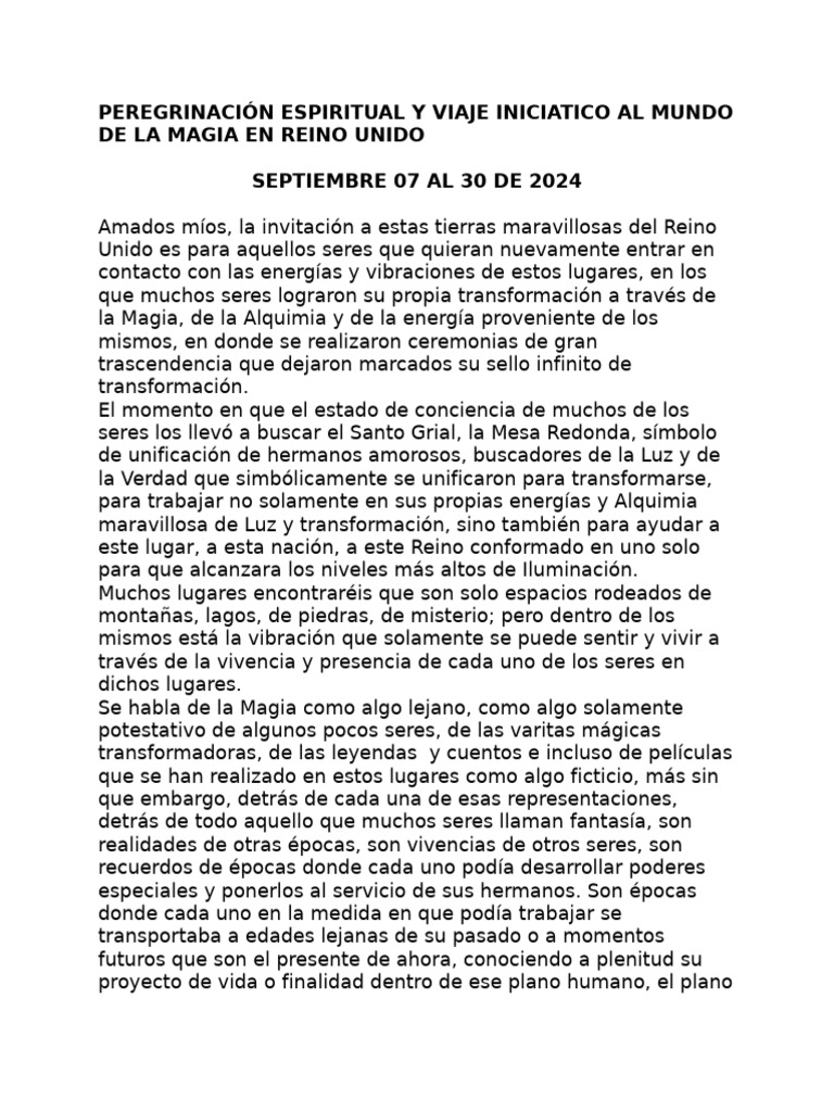 Peregrinación Espiritual y Viaje Iniciatico Al Mundo de La Magia en ...
