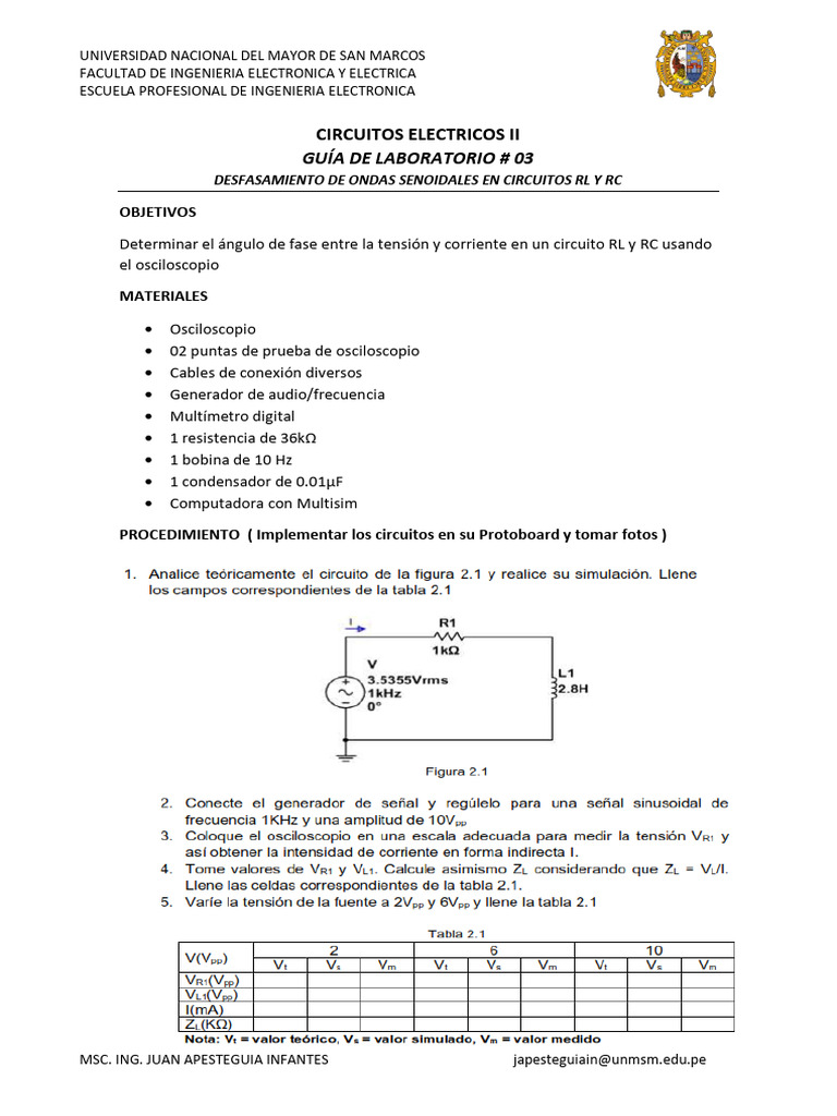 Circuitos Electricos II Laboratorio 3 | PDF