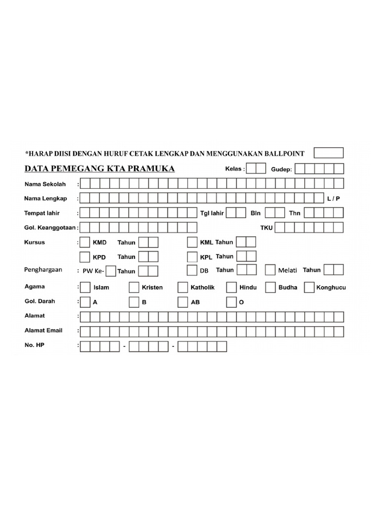 File Formulir Data KTA Nasional | PDF