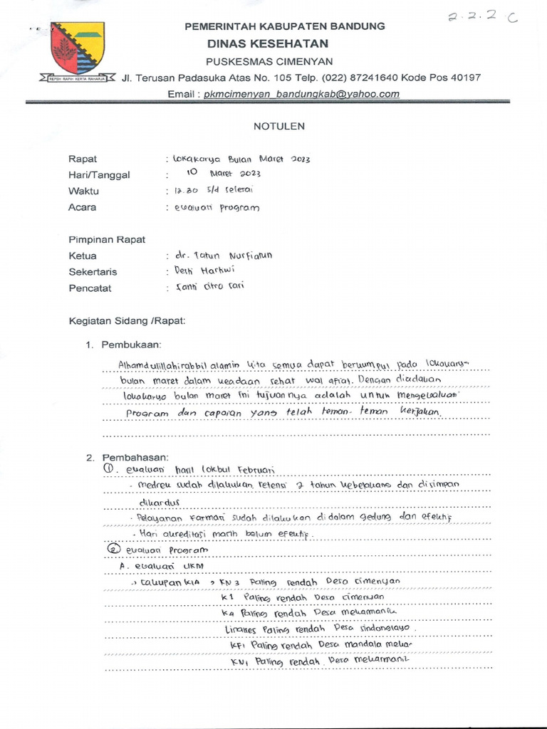 Notulen Lokbul Maret | PDF