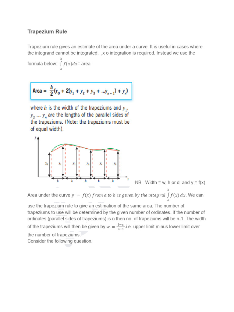 Trapezium Rule | PDF | Integral | Mathematics