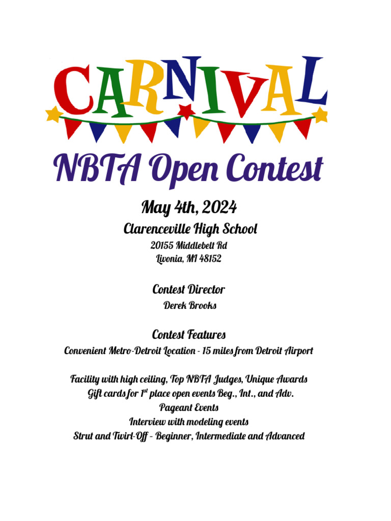 NBTA Carnival Contest 2024 Details | PDF | Payments