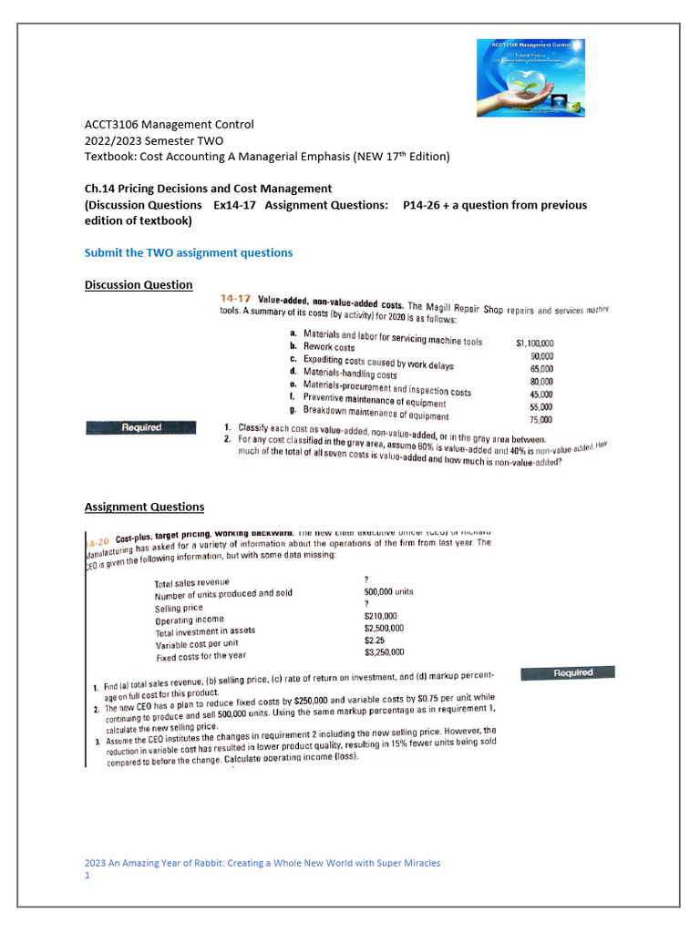 Ch14 Tutorial Questions New 17th Edition | PDF
