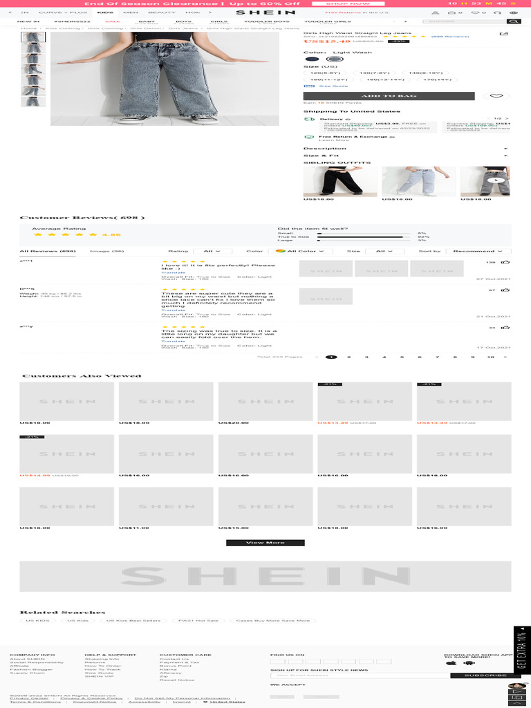 Girls High Waist Straight Leg Jeans SHEIN USA | PDF | Jeans | Fashion
