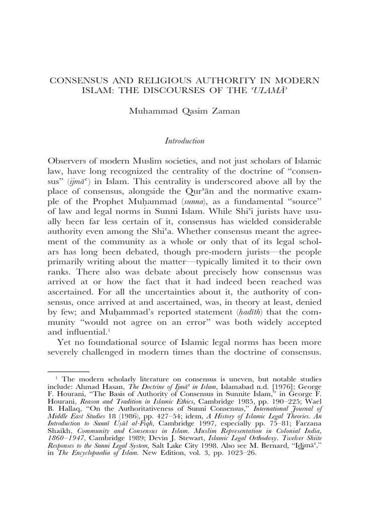 Muhammad Qasim Zaman - Consensus and Religious Authority in Modern ... Muhammad Qasim Zaman - Consensus and Religious Authority in Modern ...