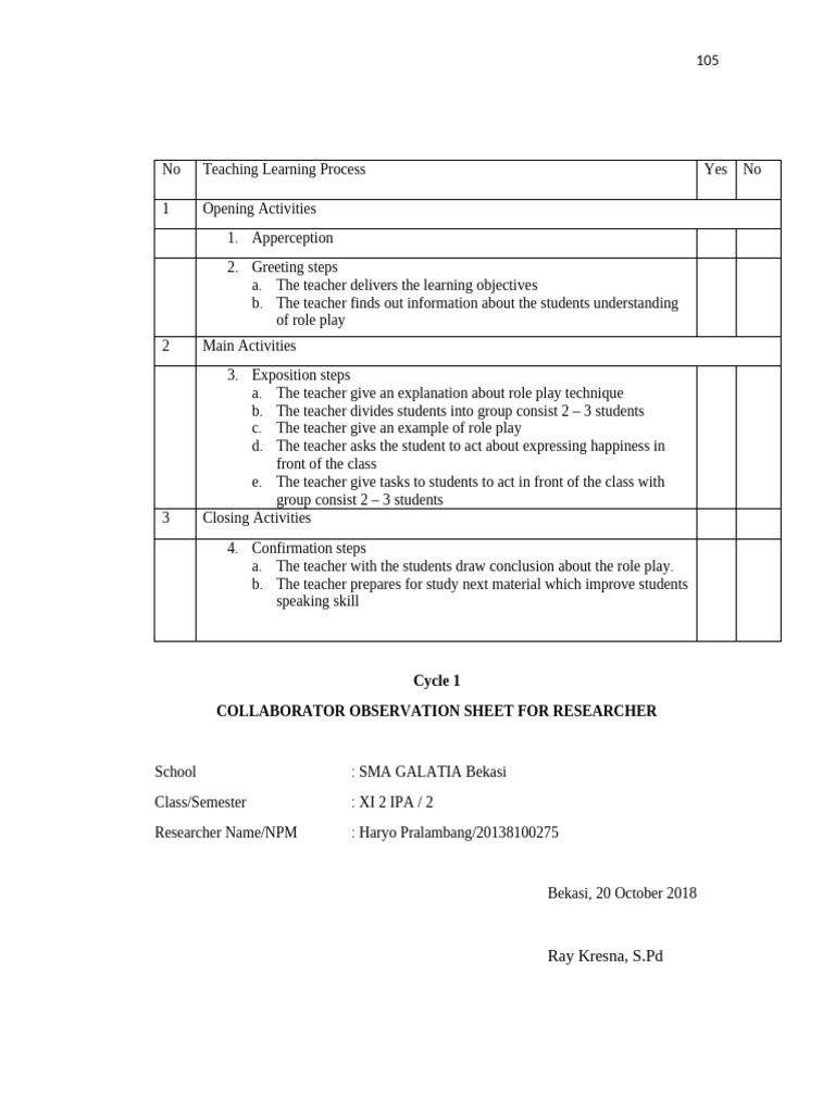 15 Colaborator Observation Sheet For Researcher | PDF | Popular ...