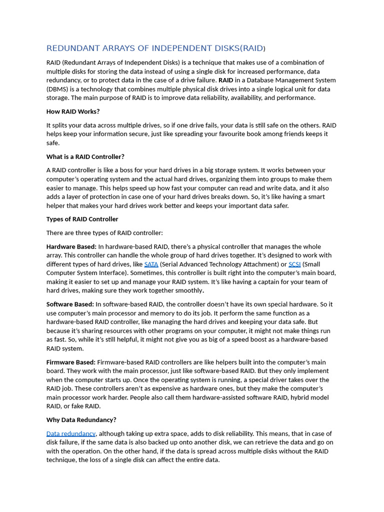 RAID | PDF | Hard Disk Drive | Databases